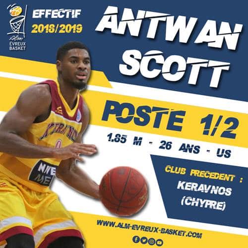 Pro B : Arrivée du combo Antwan Scott à Evreux – Basket Europe